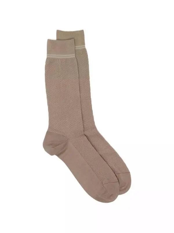 Zegna Textured Knit Socks - Neutrals