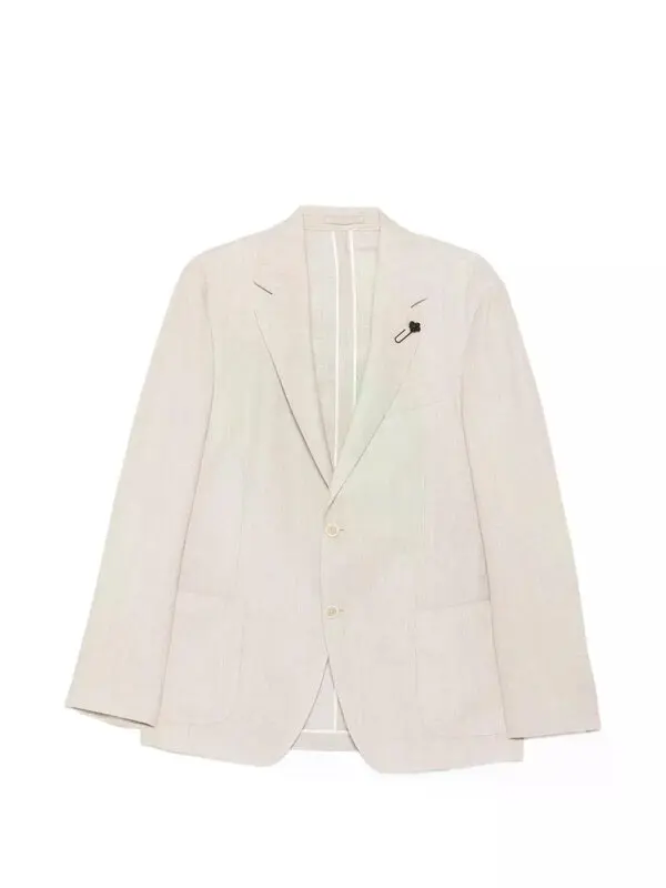 LARDINI Flower-pin Single-breasted Blazer - Neutrals
