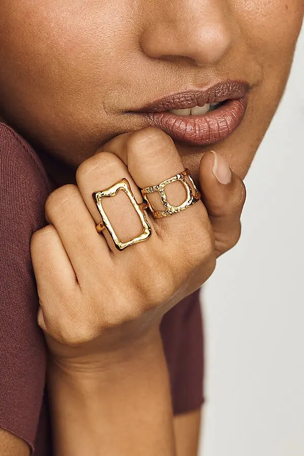 Anthropologie Textured Statement Ring - Gold