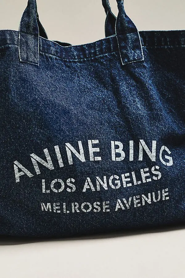 ANINE BING Leo Denim Tote Bag - Dark Blue