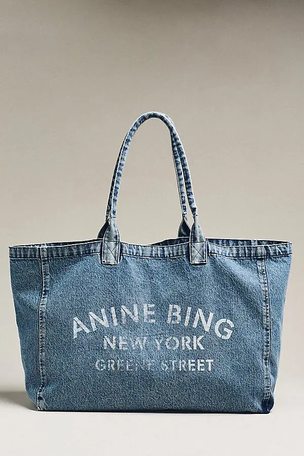 ANINE BING Leo Denim Tote Bag - Shadow Blue