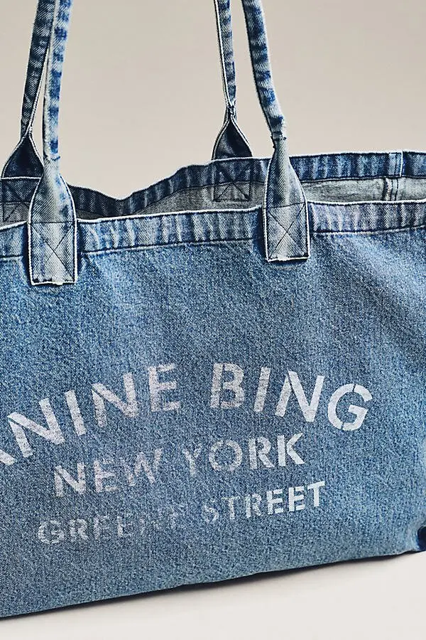 ANINE BING Leo Denim Tote Bag - Shadow Blue