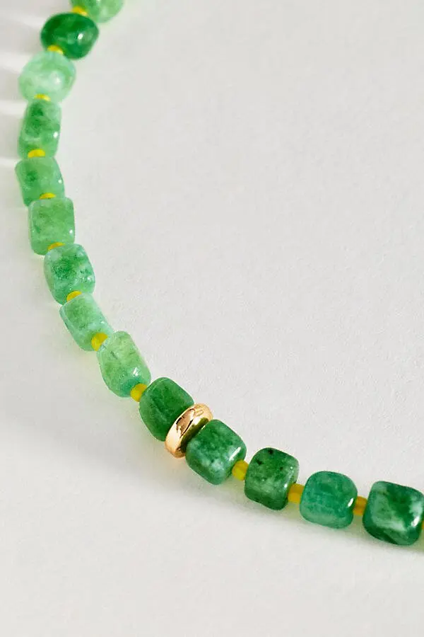 Anthropologie Citrus Beaded Necklace - Lime