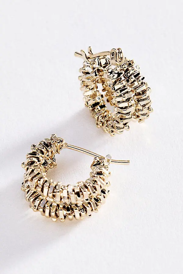 Anthropologie Textured Double Hoop Earrings - Silver