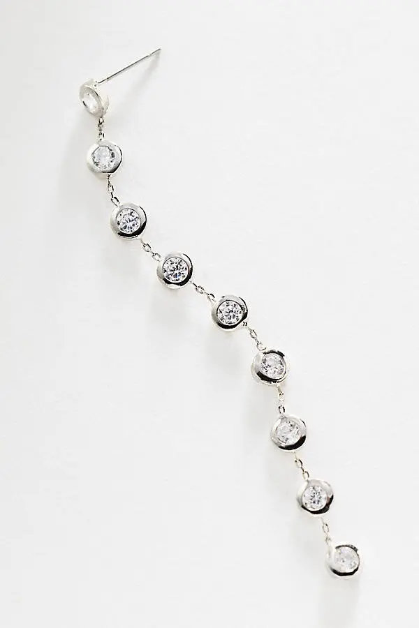 Anthropologie Bezel Crystal Drop Earrings - Silver