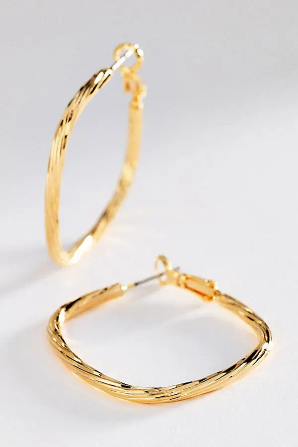 Anthropologie Square Textured Hoop Earrings - Gold