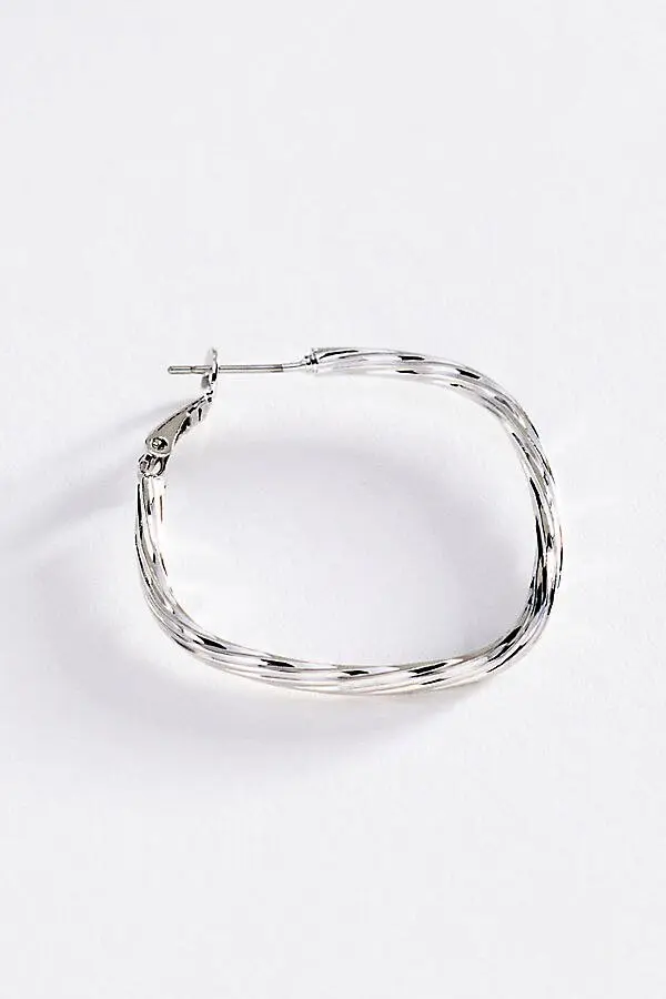 Anthropologie Square Textured Hoop Earrings - Silver