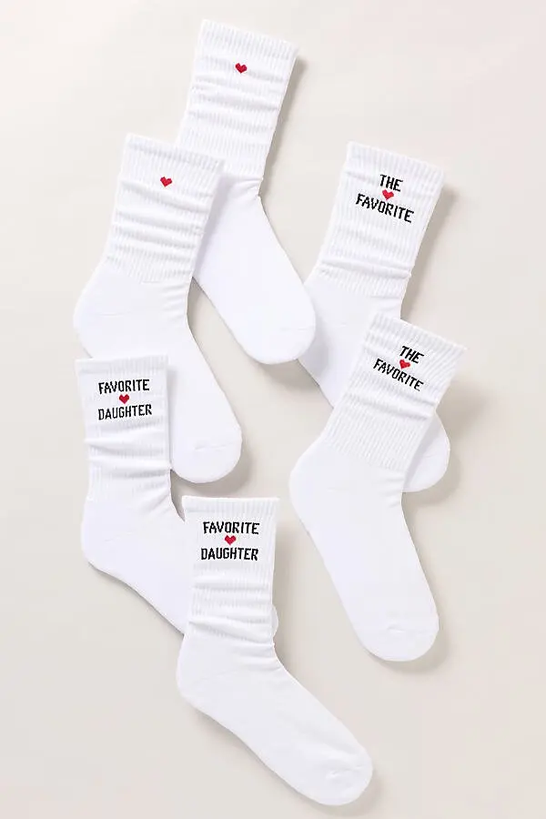 FAVORITE DAUGHTER Icon Crew Socks, Set Of 3 - White