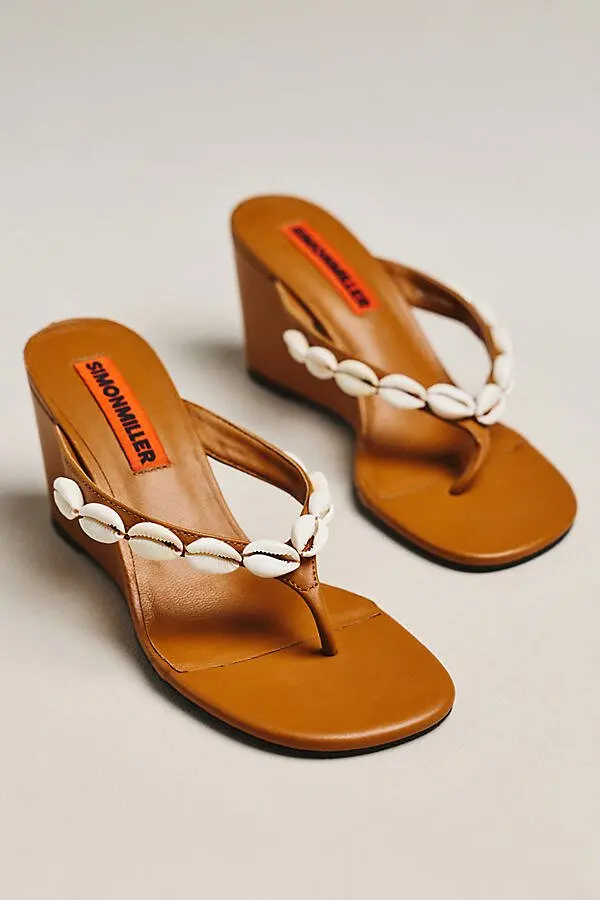 SIMONMILLER Soleil Shell Wedge Sandals - Natural/caramel