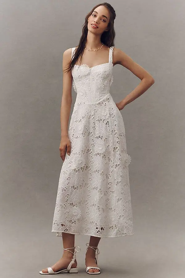 Bardot Adale Broderie Maxi Dress - Orchid White