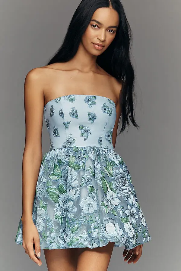 Dress The Population Spencer Strapless Mini Dress - Blue Floral