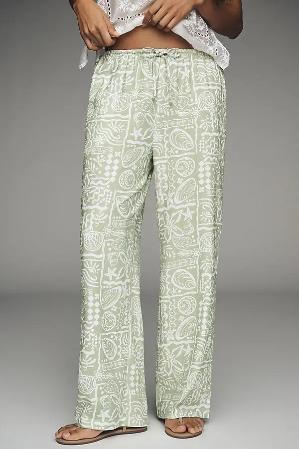 EN ELLY Patterned Wide-leg Pull-on Pants