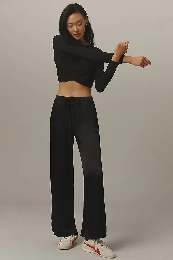 Michael Stars Jacqueline Satin Wide-leg Pants - Black