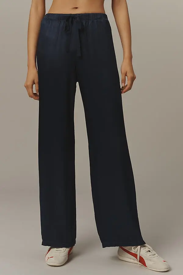 Michael Stars Jacqueline Satin Wide-leg Pants - Navy