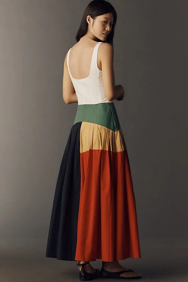 ROWING BLAZERS Cotton Poplin Pleated Midi Dress