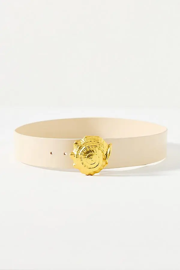 Anthropologie Seashell Buckle Belt - Cream
