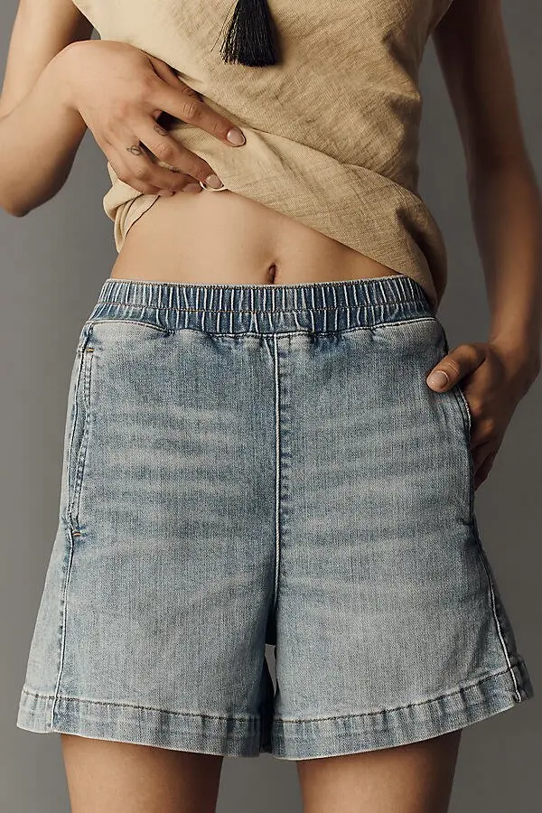 PILCRO Izzie Relaxed Pull-on Shorts - Light Denim
