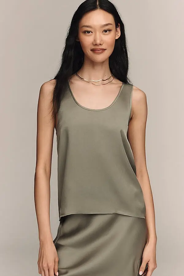 ANINE BING Lea Silk Tank Top - Desert Sage