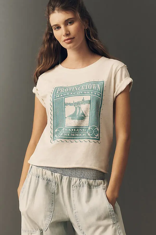 Maeve 100% Cotton Graphic Boxy Tee - Ivory