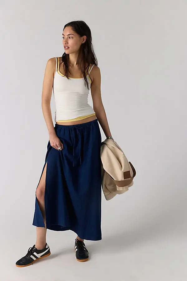 Closed Gathered Maxi Skirt - Dark Blue