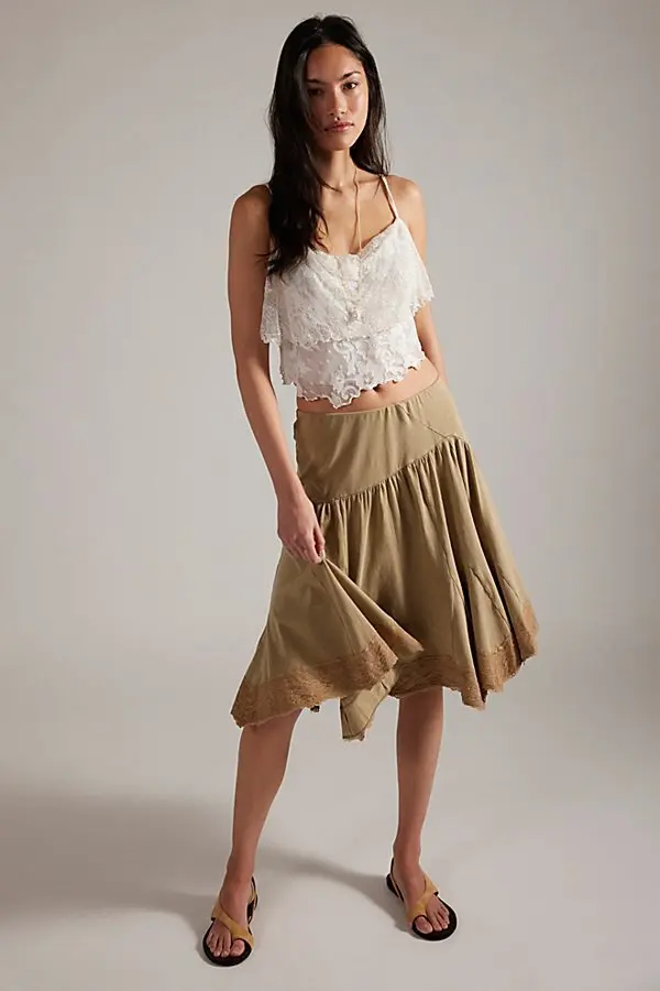 Free People Willow Knit Midi Skirt - Olive