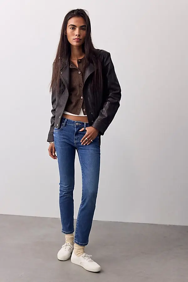 Free People We The Free Paloma Low-rise Cigarette Jeans - Indigo
