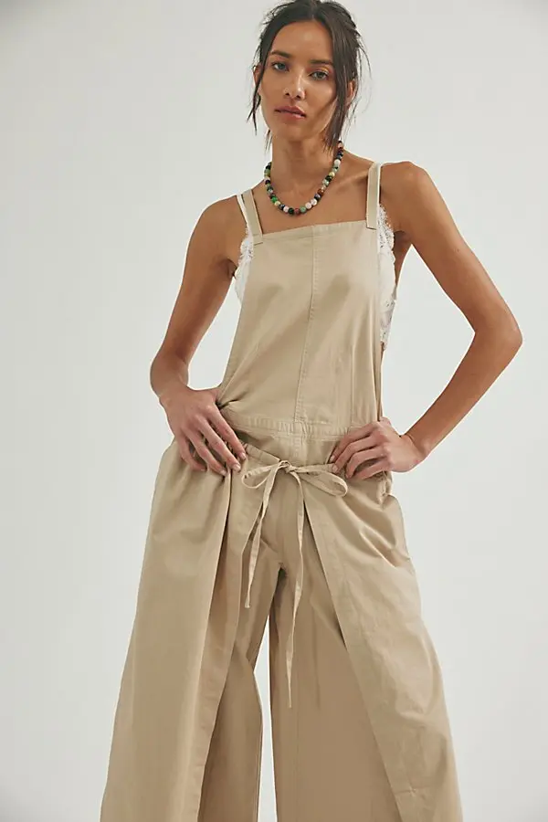 Free People Wrap My World One-piece Jumpsuit - Khaki