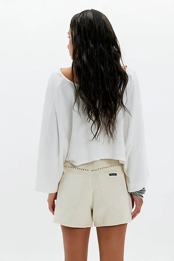 Rolla's Mirage Studded Denim Shorts - Cream