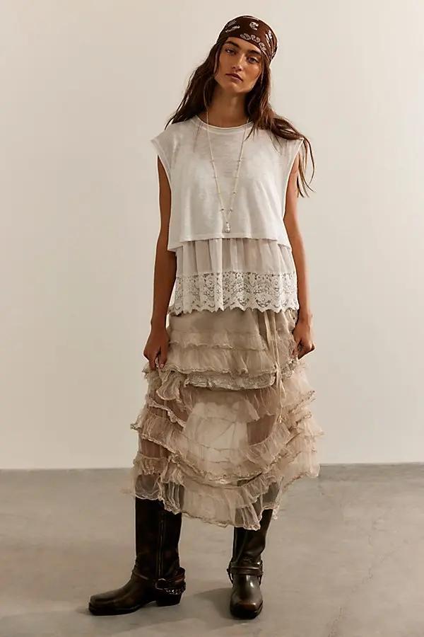 MAGNOLIA PEARL Organza Pissarro Maxi Skirt