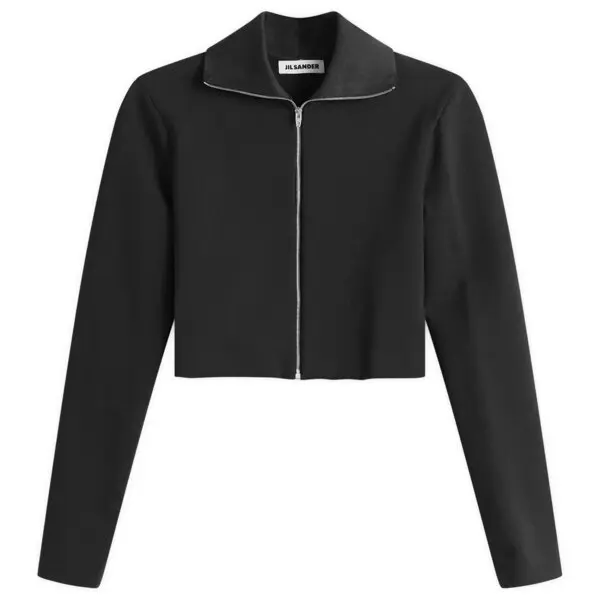 JIL SANDER Zip Up Jacket With Ribbed Collar - Black