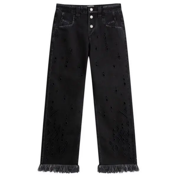 Isabel Marant Amia Embroidered Jeans - Black