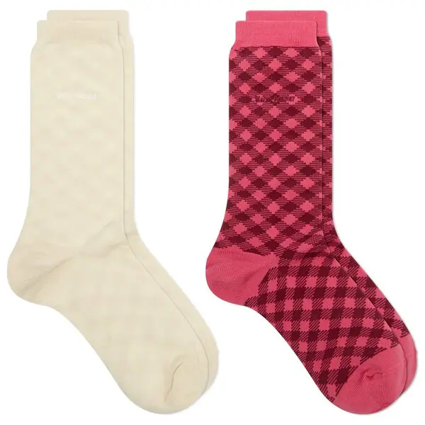 Adidas X Wales Bonner Check Socks - Craft Pink/clear Brown