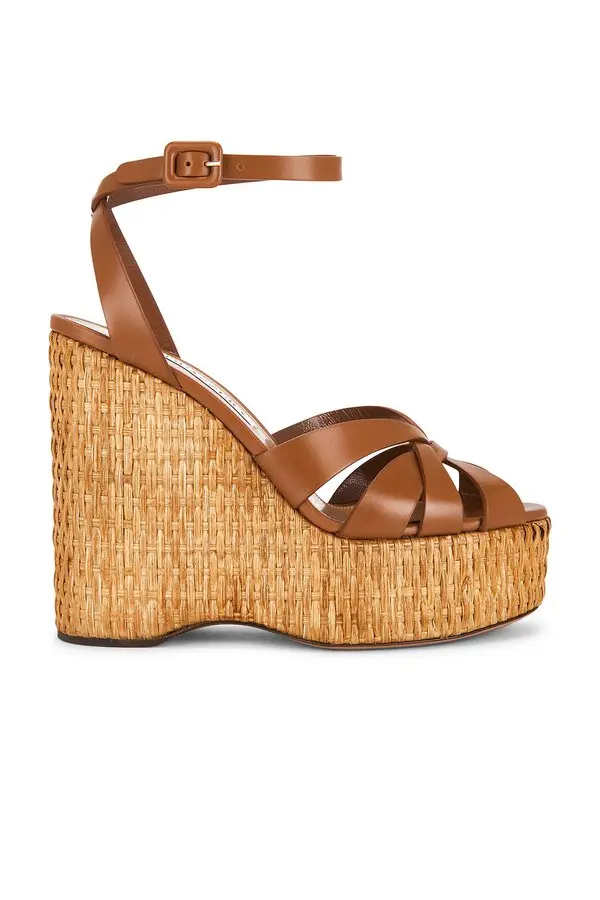 AQUAZZURA Copacabana 130 Wedge Sandal - Tobacco