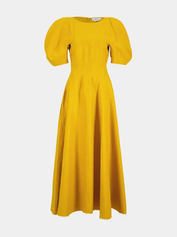 Gabriela Hearst Ranya Puff Sleeve Maxi Dress - Yellow