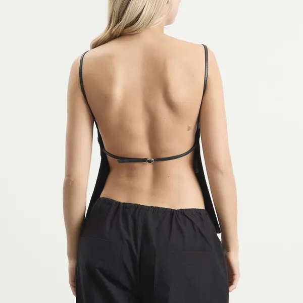 ST. AGNI Woven Leather Top