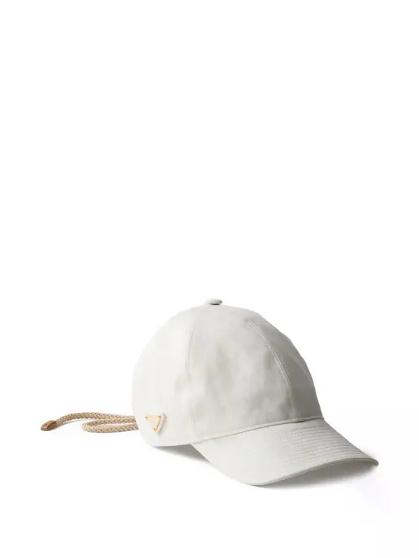 Prada Cotton Baseball Cap With Enameled Triangle Logo - Neutrals