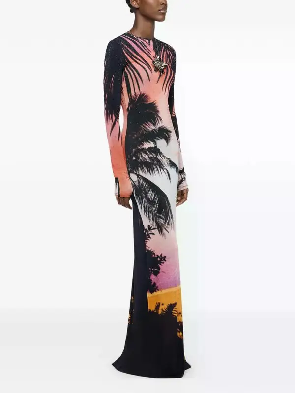 Rabanne Thunderstorm-printed Maxi Dress
