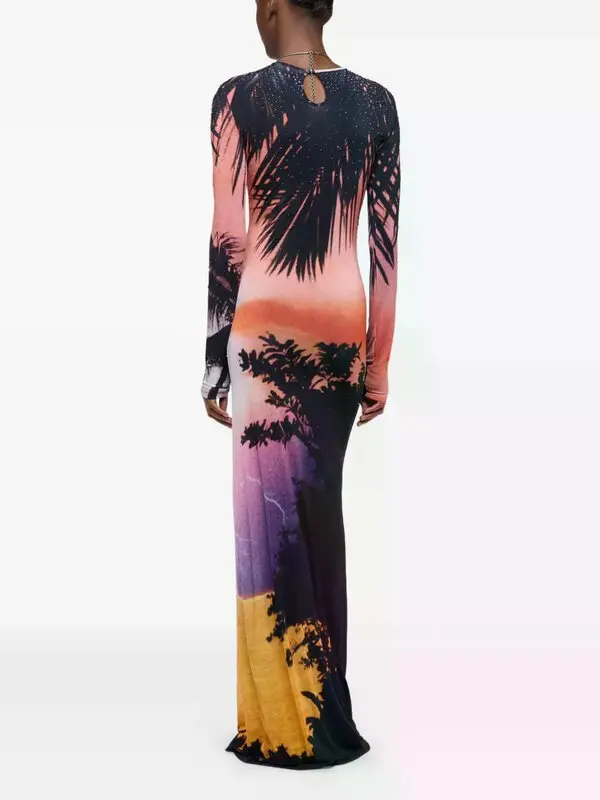 Rabanne Thunderstorm-printed Maxi Dress