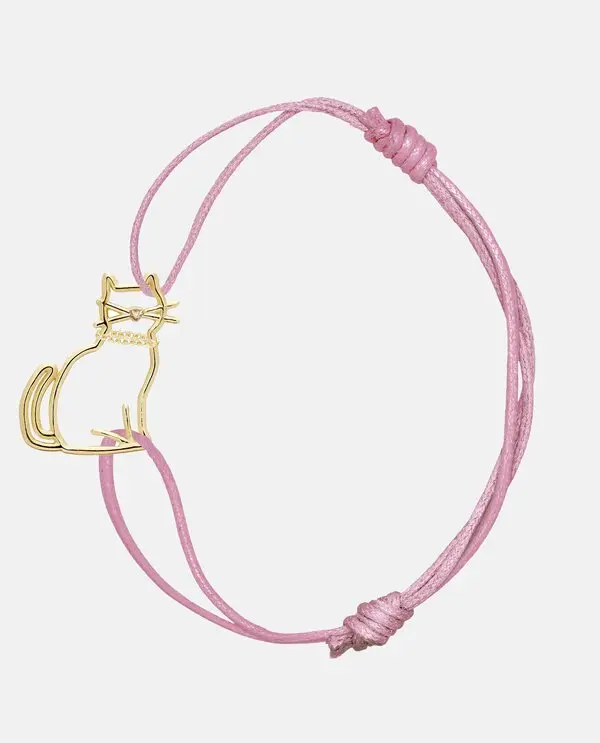 ALIITA Cat Charm Cord Bracelet - Rose