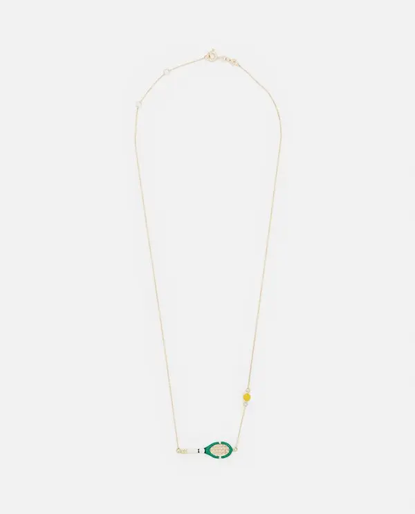 ALIITA Tennis Pelota Necklace In Pistachio Green, 9ct - Gold