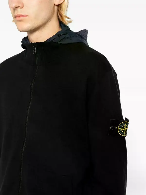 Stone Island Compass Patch Zip-up Hooded Jacket