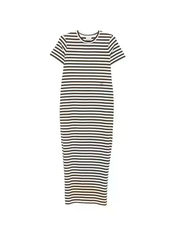 Closed Striped Logo-print Dress - Brown