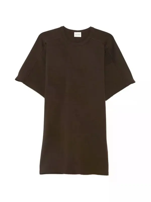 Closed Paneled Short-sleeve Dress - Brown
