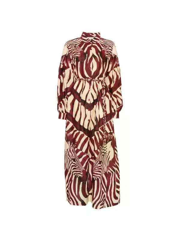 CONNOR&BLAKE Zebra-print Braided-belt Maxi Dress