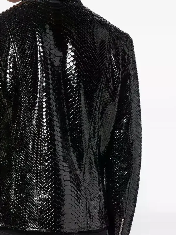 Philipp Plein Python-skin Biker Jacket - Black