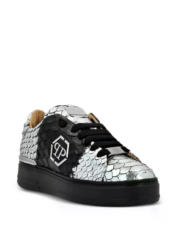 Philipp Plein Lace-up Leather Sneakers - Grey