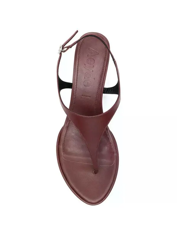 AeydĒ Roose Leather Wedge Sandals - Red