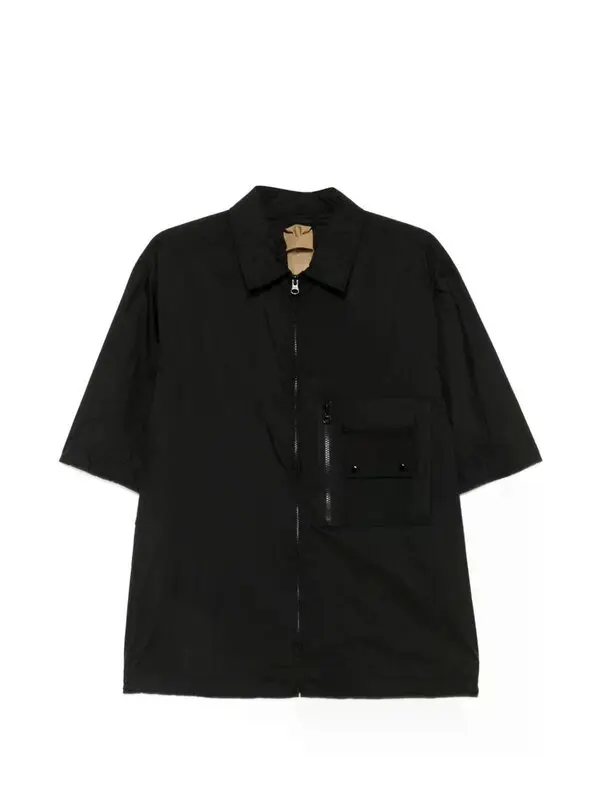 TEN C Mid Layer Zip-up Pocket-detail Shirt - Black