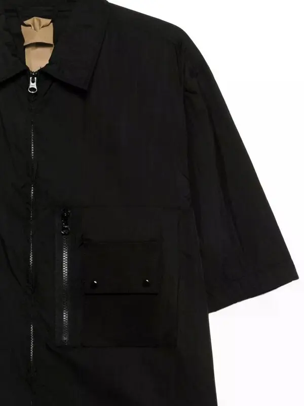 TEN C Mid Layer Zip-up Pocket-detail Shirt - Black
