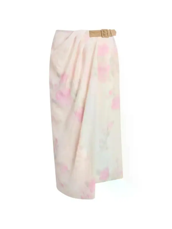 Moschino Floral-print Belted Midi Wrap Skirt - Neutrals